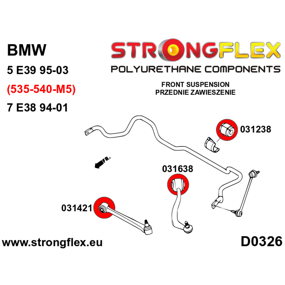BMW E38 Front Suspension Bush Kit - Polyurethane 036087B